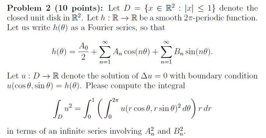 Solved Let D={xinR2:|x|≤1} ﻿denote theclosed unit disk in | Chegg.com