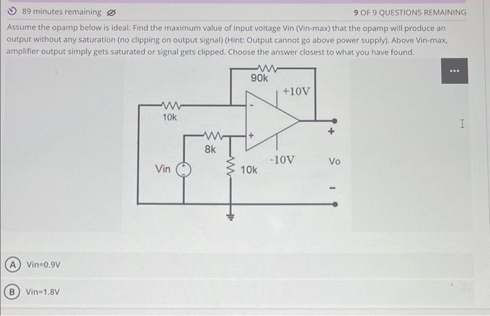 Solved Assume the opamp below is ideal. Find the maximum | Chegg.com