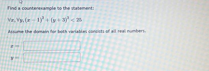 Solved Find a counterexample to the statement: | Chegg.com