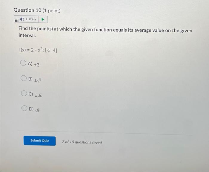 Solved Find the point(s) at which the given function equals | Chegg.com