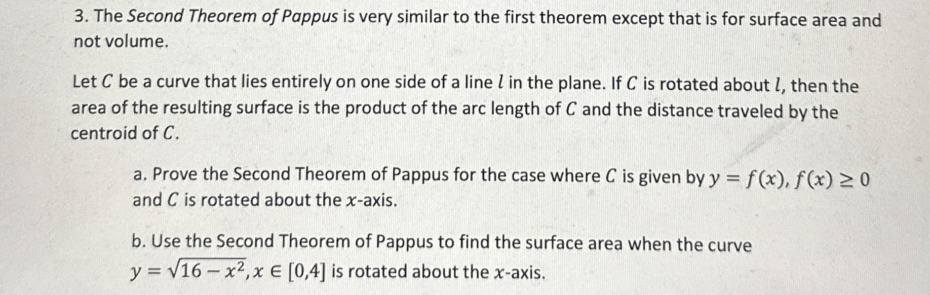 Solved The Second Theorem of Pappus is very similar to the | Chegg.com