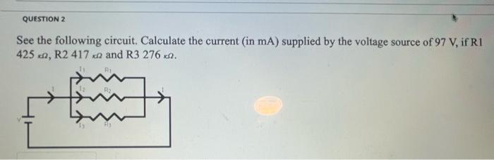 Solved See the following circuit. Calculate the current (in | Chegg.com