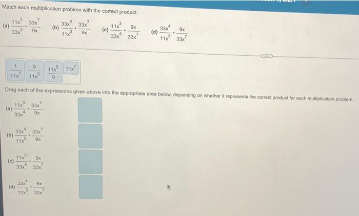 Solved Match each multiplication problem with the correct | Chegg.com