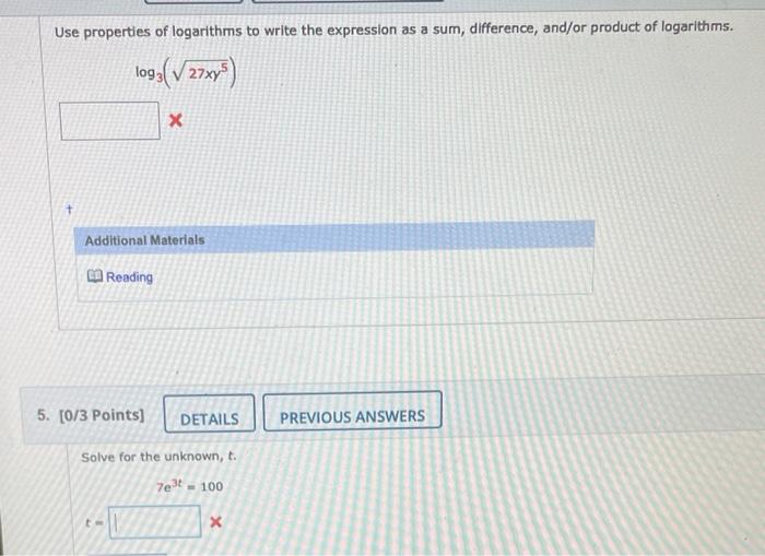 Solved Use properties of logarithms to write the expression | Chegg.com Solved Use properties of logarithms to write the expression | Chegg.com