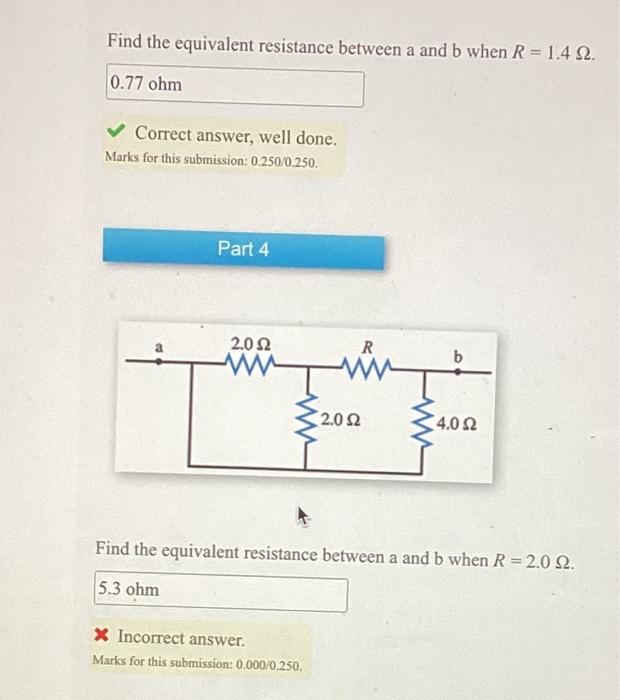 Solved Find the equivalent resistance between a and b when | Chegg.com