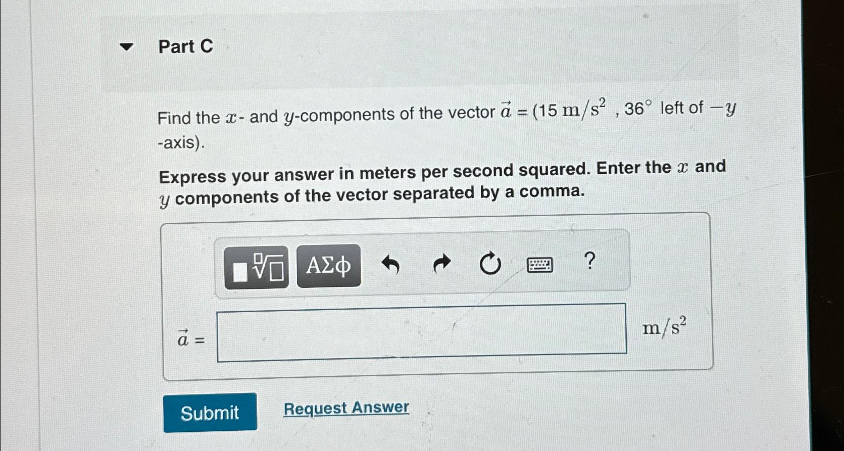 Solved Part CFind the x - ﻿and y-components of the vector | Chegg.com