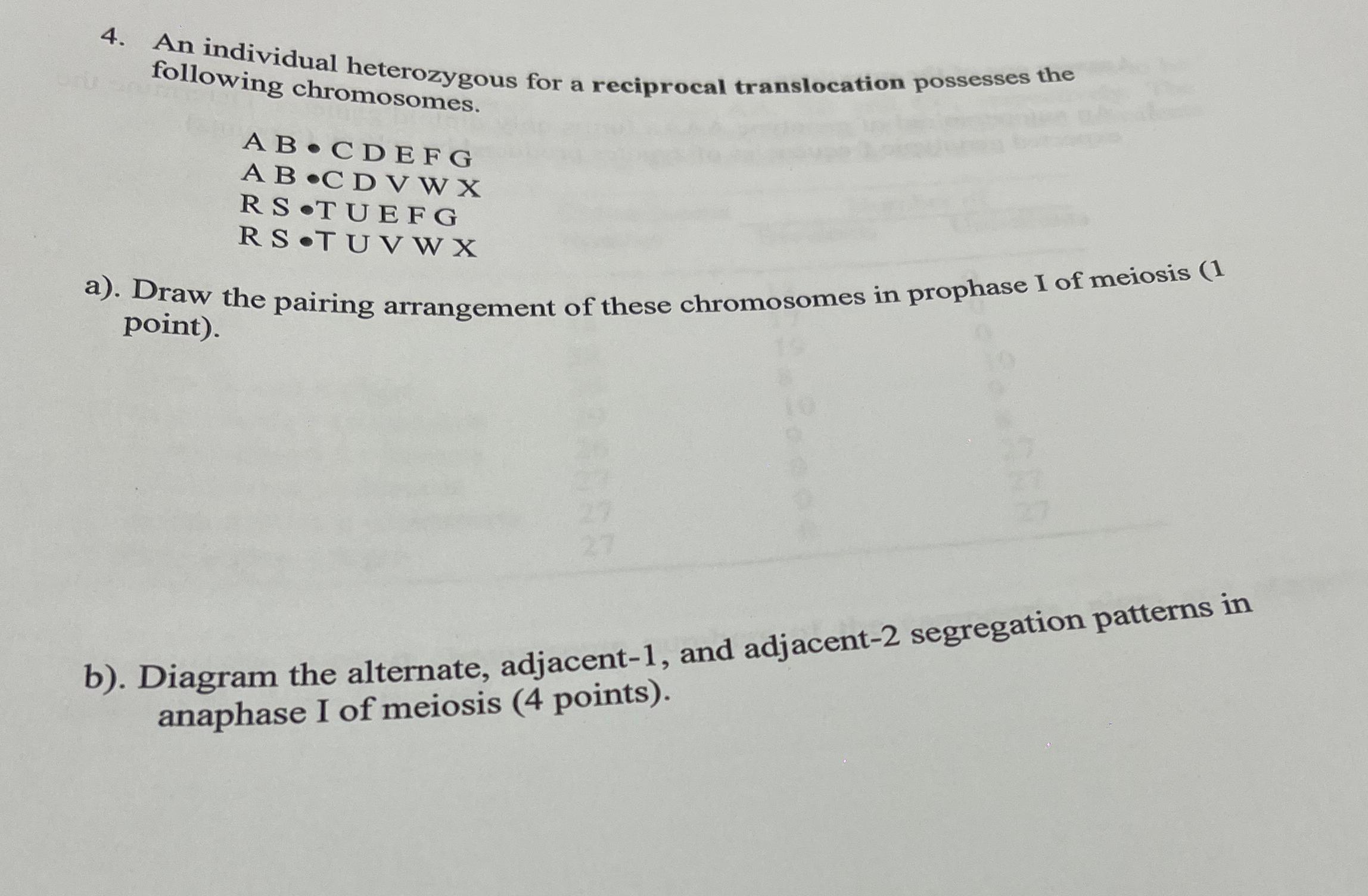 Solved An individual heterozygous for a reciprocal | Chegg.com