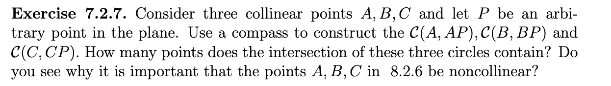 Solved Exercise 7.2.7. ﻿Consider three collinear points A, | Chegg.com