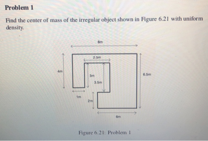 Solved Problem 1 Find the center of mass of the irregular | Chegg.com