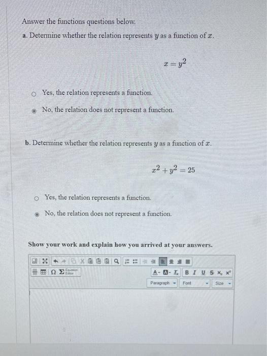 Solved Answer the functions questions below. a. Determine | Chegg.com
