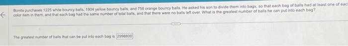 Solved Bonta putchases 1225 white bouncy balls, 1906 yellow | Chegg.com