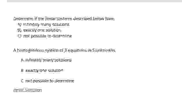 Solved Determine if the linear systems described below have | Chegg.com