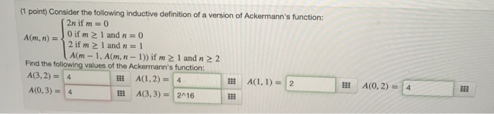Solved (1 point) Consider the following inductive definition | Chegg.com