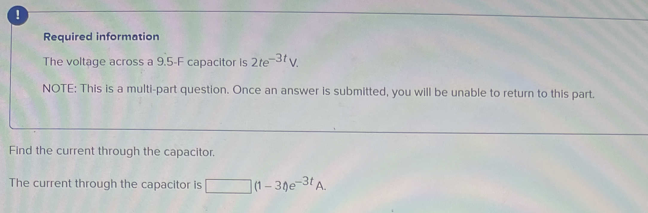 Solved !Required informationThe voltage across a 9.5-F | Chegg.com