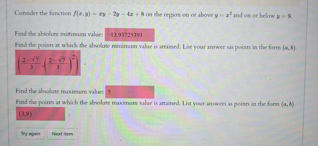 Solved Consider the function f(x,y)=xy-2y-4x+8 ﻿on the | Chegg.com
