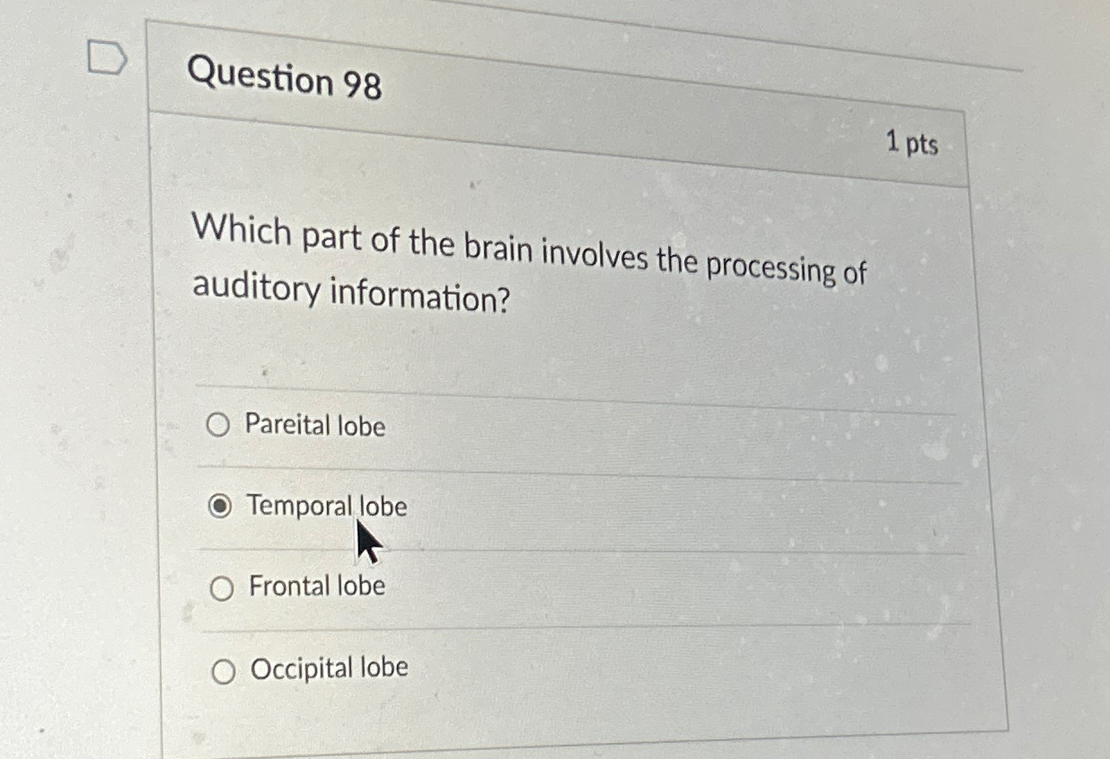 Solved Question 981ptsWhich part of the brain involves the | Chegg.com