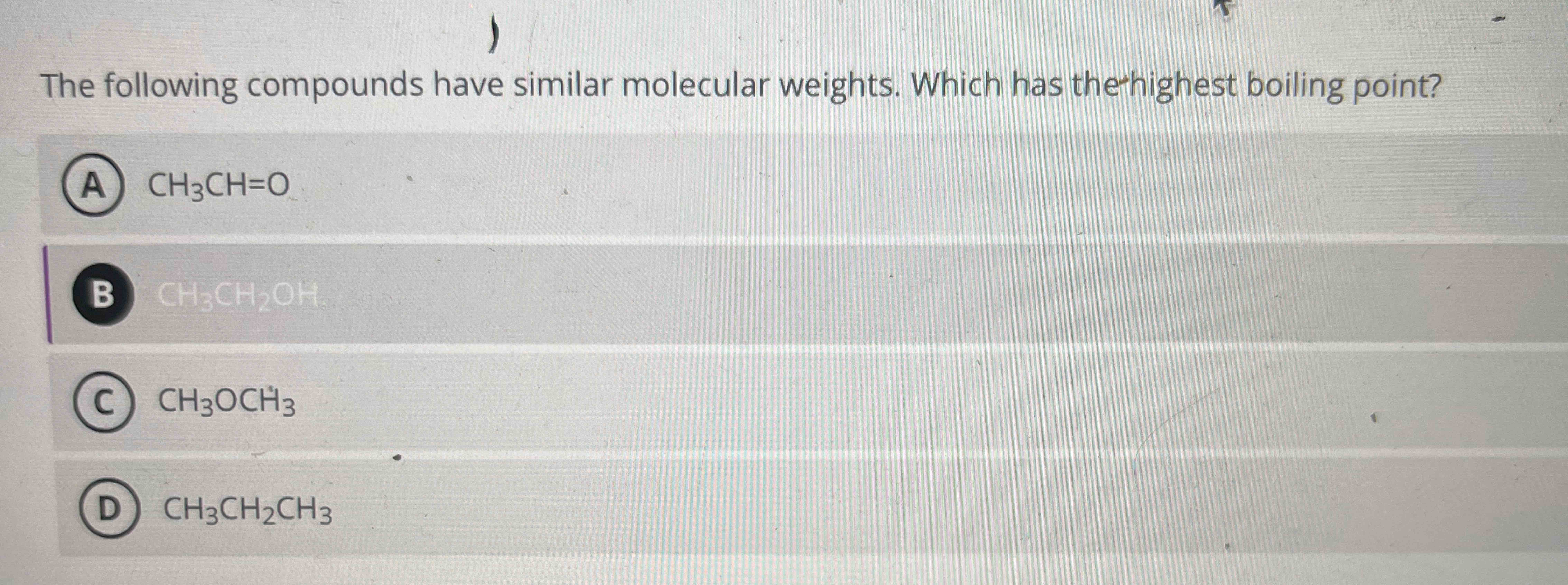 Solved The following compounds have similar molecular | Chegg.com