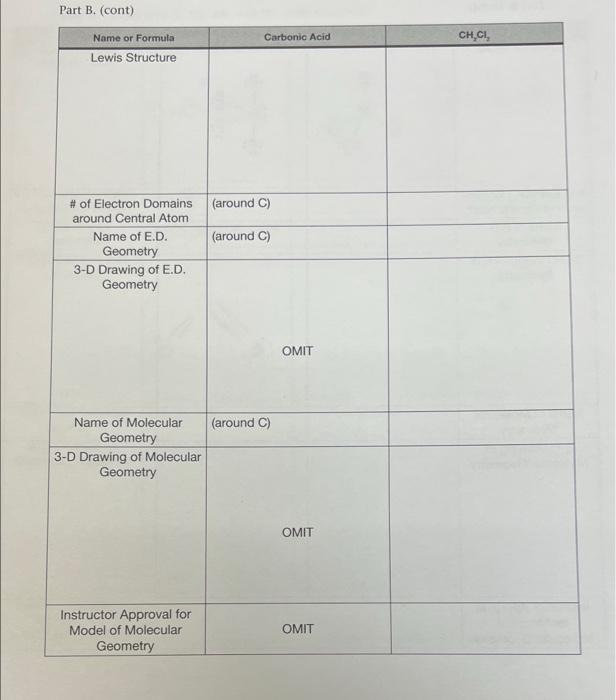 Solved PART B. LEWIS STRUCTURES, VSEPR, AND MODELSPart B. | Chegg.com