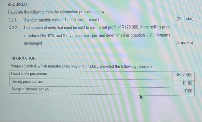Solved REQUIRED Calculate the following from the information | Chegg.com