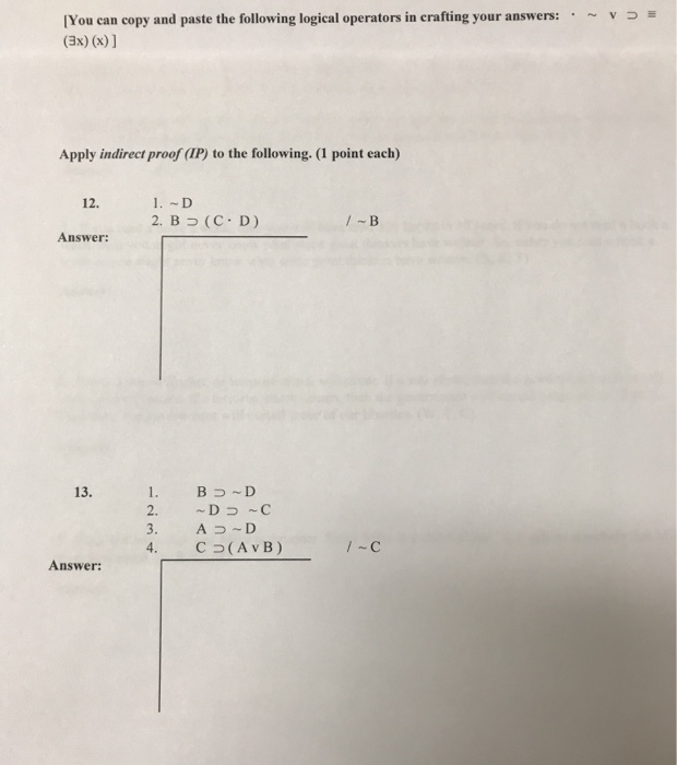 Solved V DE [You can copy and paste the following logical | Chegg.com