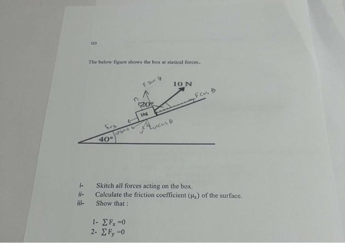 Solved The below figure shows the box at ntatical forces. 1. | Chegg.com