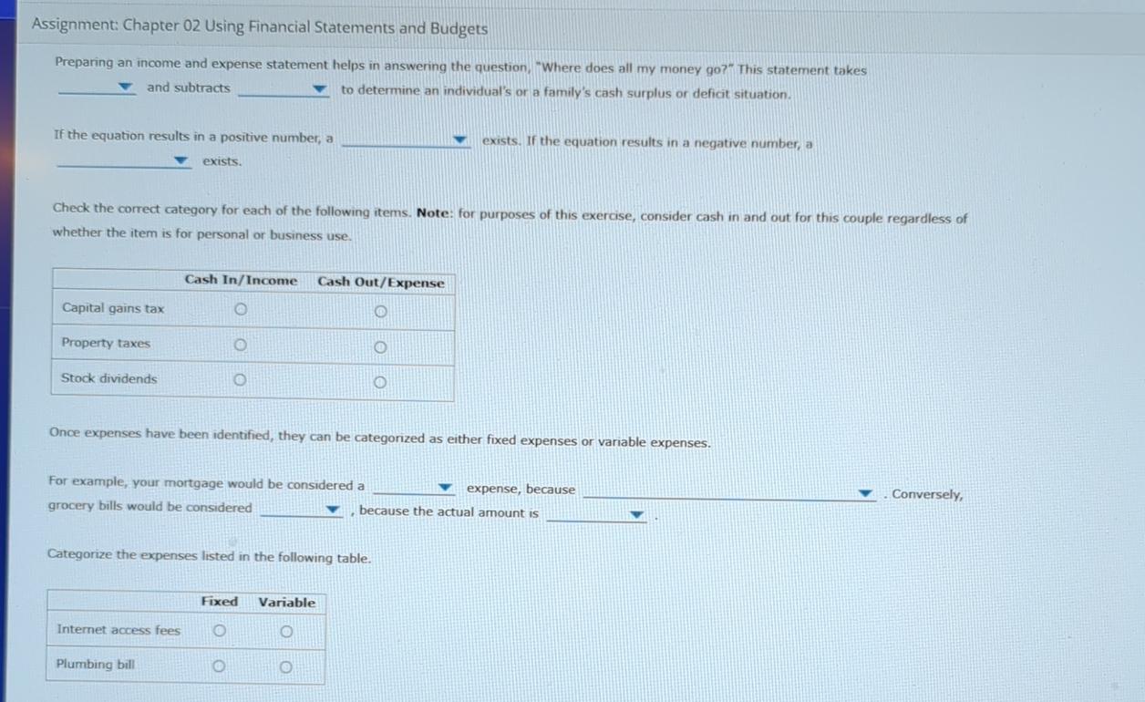 Solved Assignment: Chapter 02 Using Financial Statements and | Chegg.com