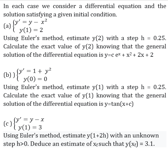 Solved Hi can you help me with the Advance Math - ﻿Euler's | Chegg.com