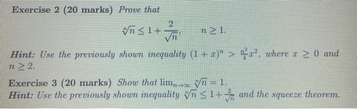Solved Exercise 2 (20 marks) Prove that nn≤1+n2,n≥1 Hint: | Chegg.com