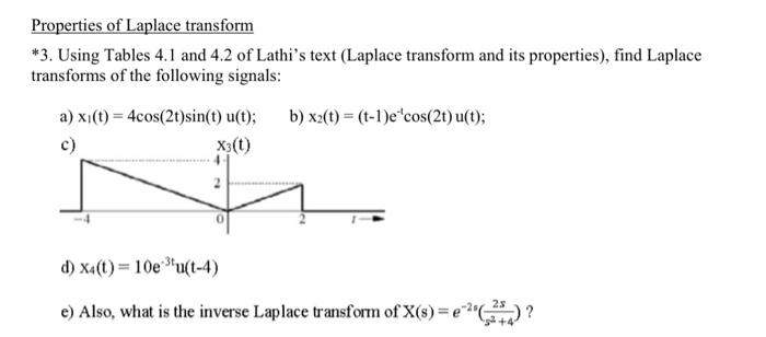 Solved *3. Using Tables 4.1 and 4.2 of Lathi's text (Laplace | Chegg.com Solved *3. Using Tables 4.1 and 4.2 of Lathi's text (Laplace | Chegg.com