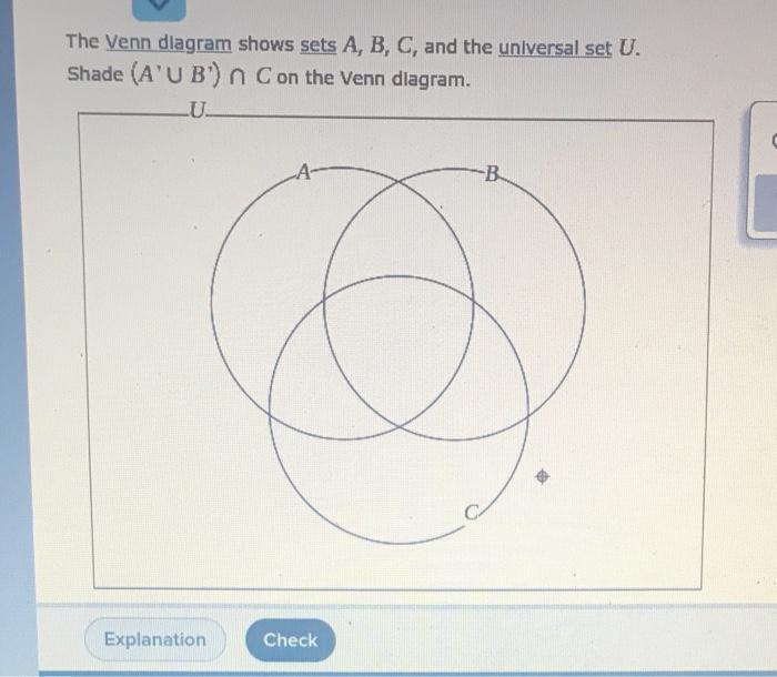 Solved The Venn diagram shows sets A, B, C, and the | Chegg.com