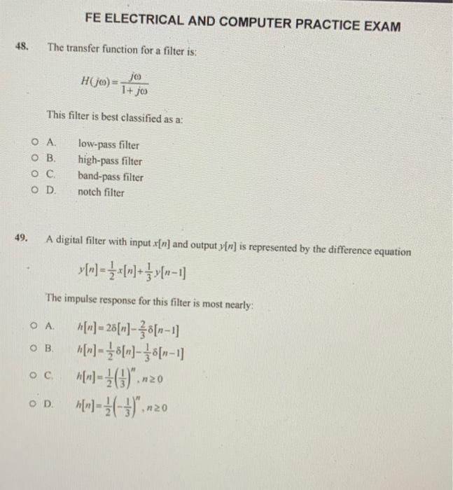 Solved FE ELECTRICAL AND COMPUTER PRACTICE EXAM 48. The | Chegg.com