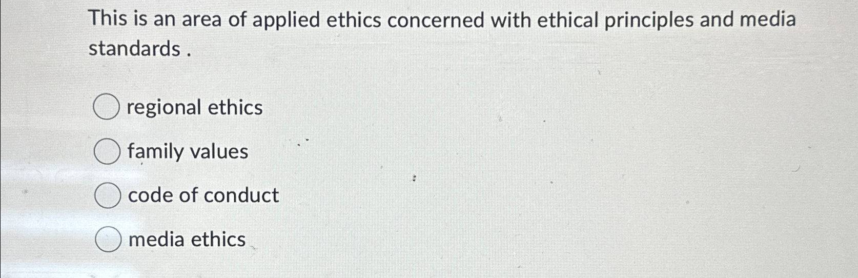 Solved This is an area of applied ethics concerned with | Chegg.com