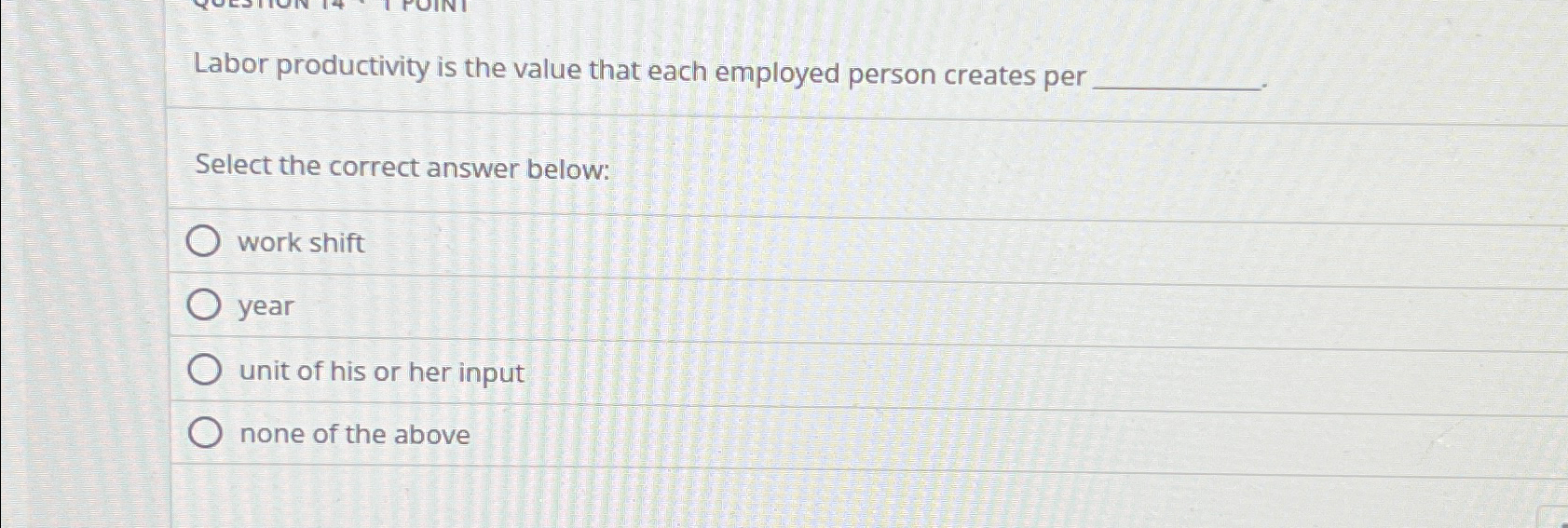 Solved Labor productivity is the value that each employed | Chegg.com