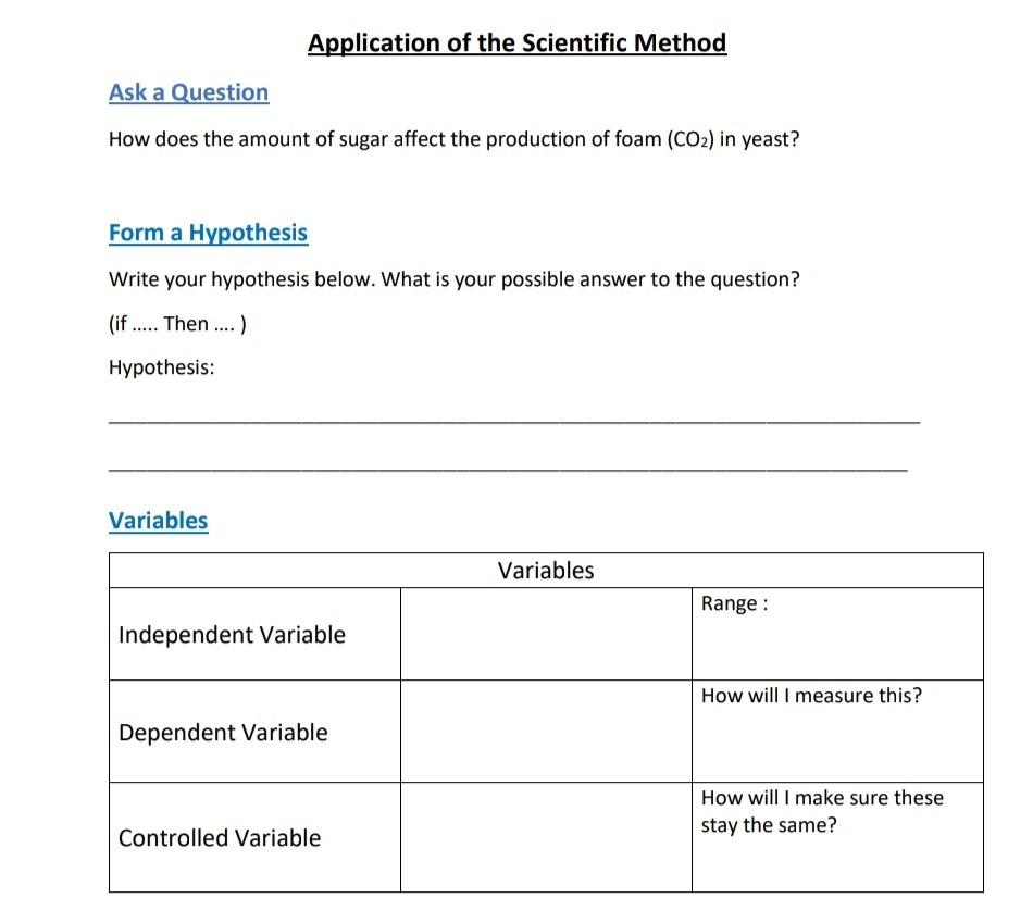 Solved Application of the Scientific Method Ask a Question | Chegg.com