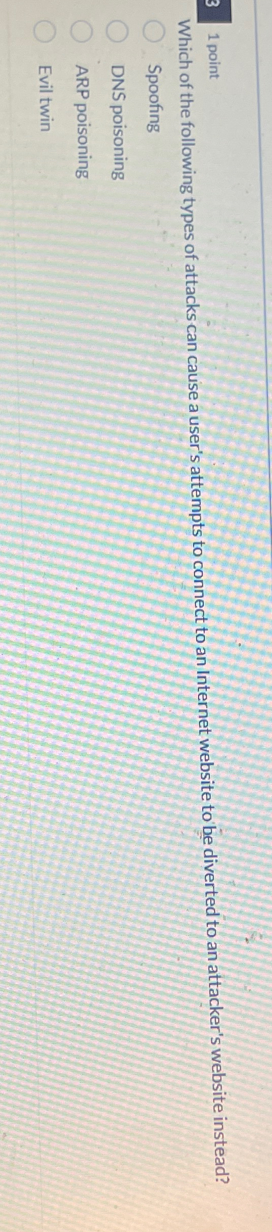 Solved Which of the following types of attacks can cause a | Chegg.com
