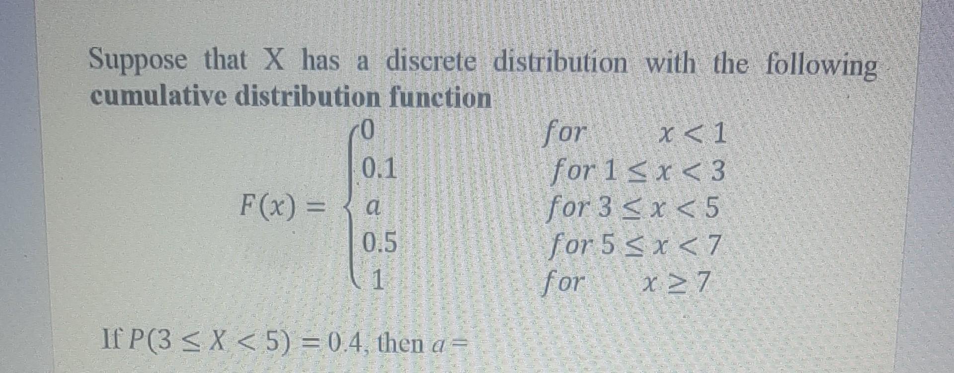Solved Suppose that X has a discrete distribution with the | Chegg.com