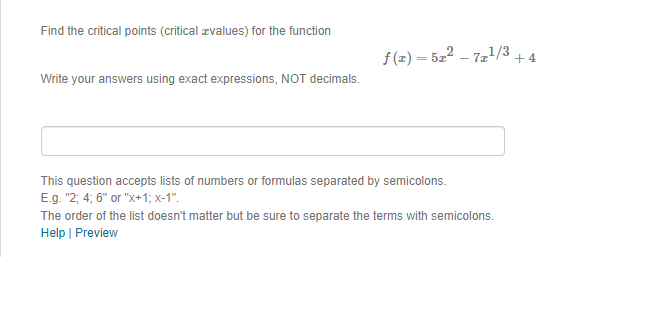 Solved Find the critical points (critical x ﻿values) ﻿for | Chegg.com
