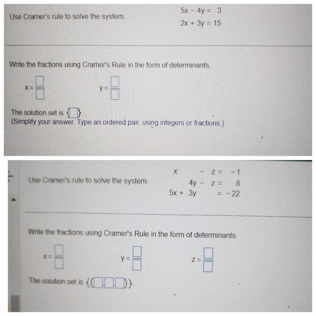 Solved Use Cramer's rule to solve the system. | Chegg.com