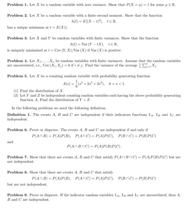 Solved Problem 1 Let X Be A Random Variable With Zero 2607