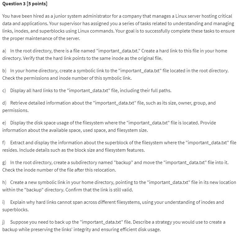 Solved Question 3 [5 ﻿points]You have been hired as a junior | Chegg.com