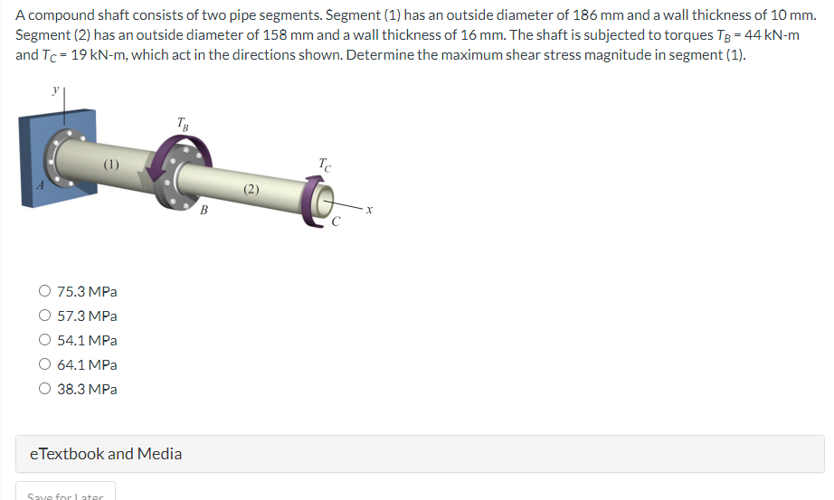 Solved A compound shaft consists of two pipe segments. | Chegg.com
