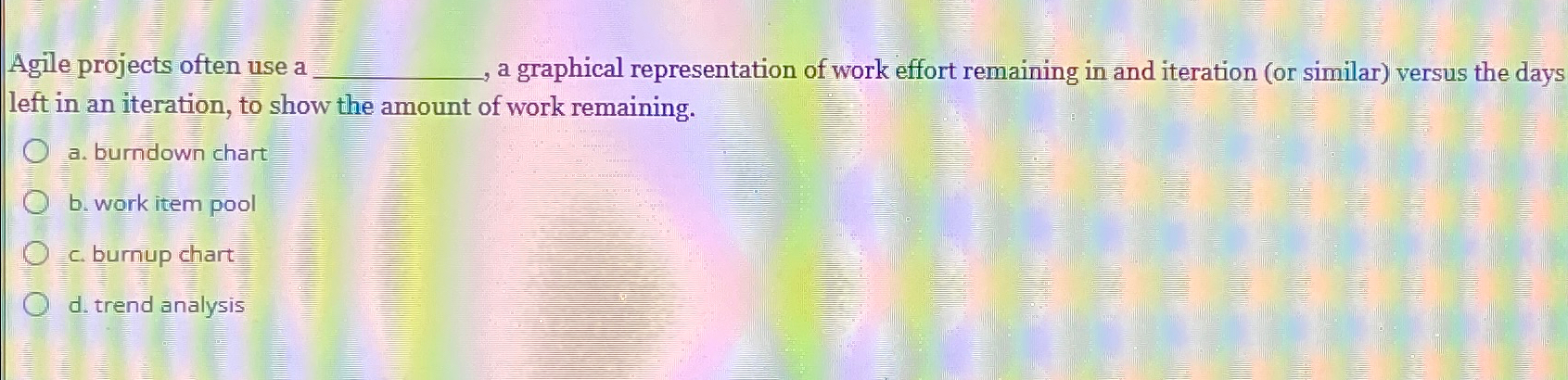 Solved Agile projects often use aa graphical representation | Chegg.com