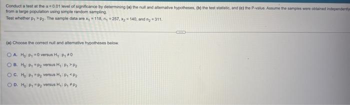 Solved from a large population using simple random sampling. | Chegg.com