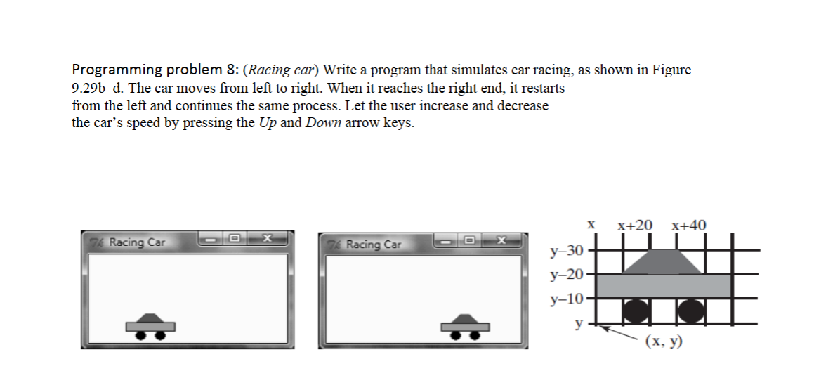 Solved in python Programming problem 8: (Racing car) ﻿Write | Chegg.com
