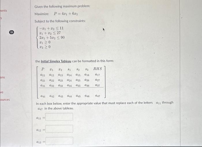 Solved Given the following maximum problem: Maximize: | Chegg.com
