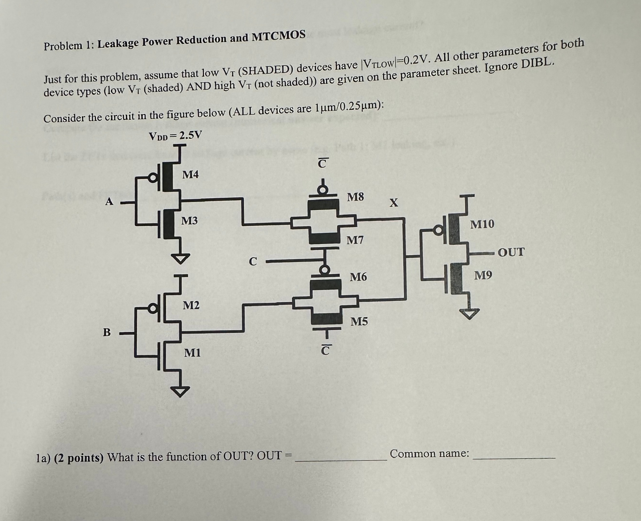 VLSI - 1Leakage Power Reduction and MTCMOSJust for | Chegg.com