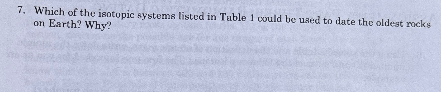 Solved Which of the isotopic systems listed in Table 1 | Chegg.com