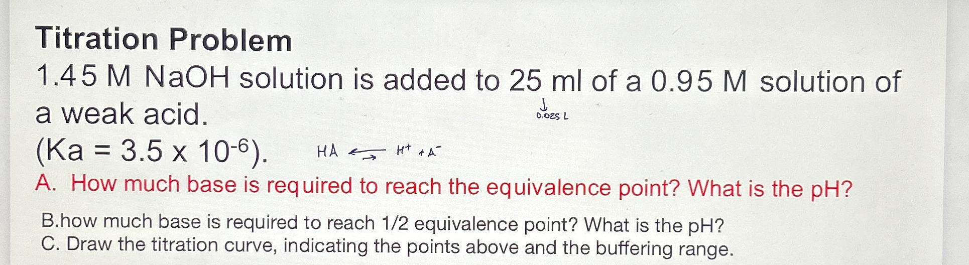 Solved Titration Problem1.45 ﻿M NaOH solution is added to | Chegg.com