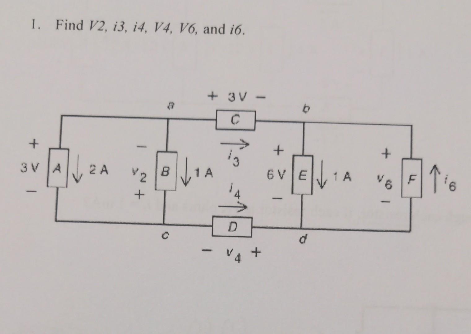 Solved 1. Find V2,i3,i4,V4,V6, and i6. | Chegg.com