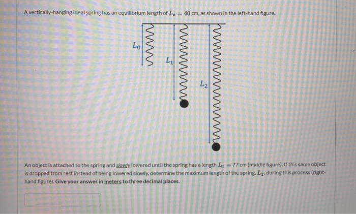 Solved A vertically-hanging ideal spring has an equilibrium | Chegg.com